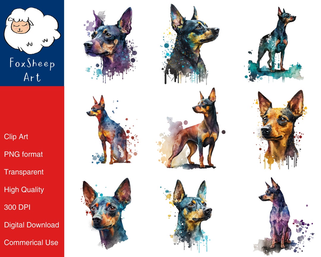9 Miniature Pinscher Dog Clipart High-quality PNG Image, Print, Paper ...