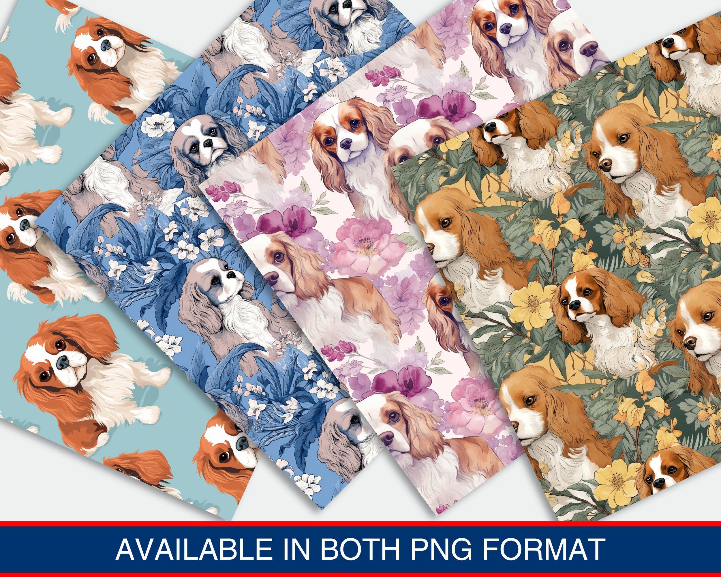 Cavalier King Charles Spaniel Dog #A1 Seamless Pattern High-quality Png ...