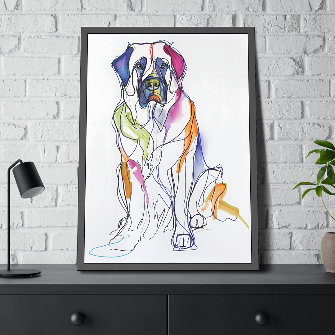 Leonberger Dog One-line Drawing Framed Poster Portrait Minimalistic Dog ...