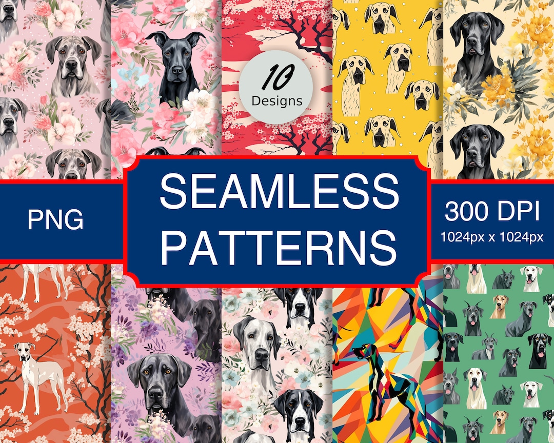 Cute Great Dane Puppy Dog Canine Pattern #A1 Seamless Pattern High ...
