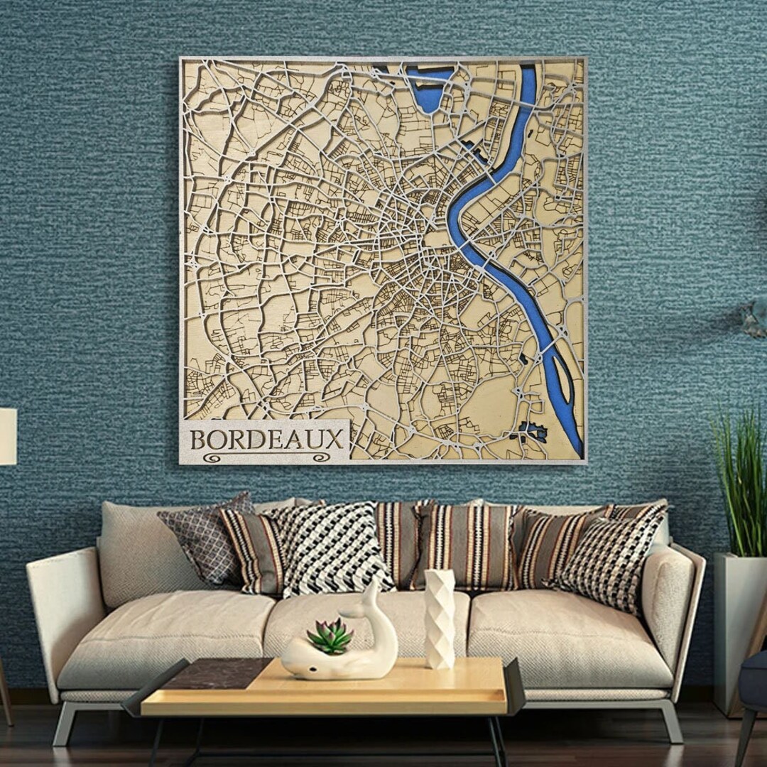 Wooden Bordeaux City Map, Multilayer, Laser Cut, Digital File, Home ...