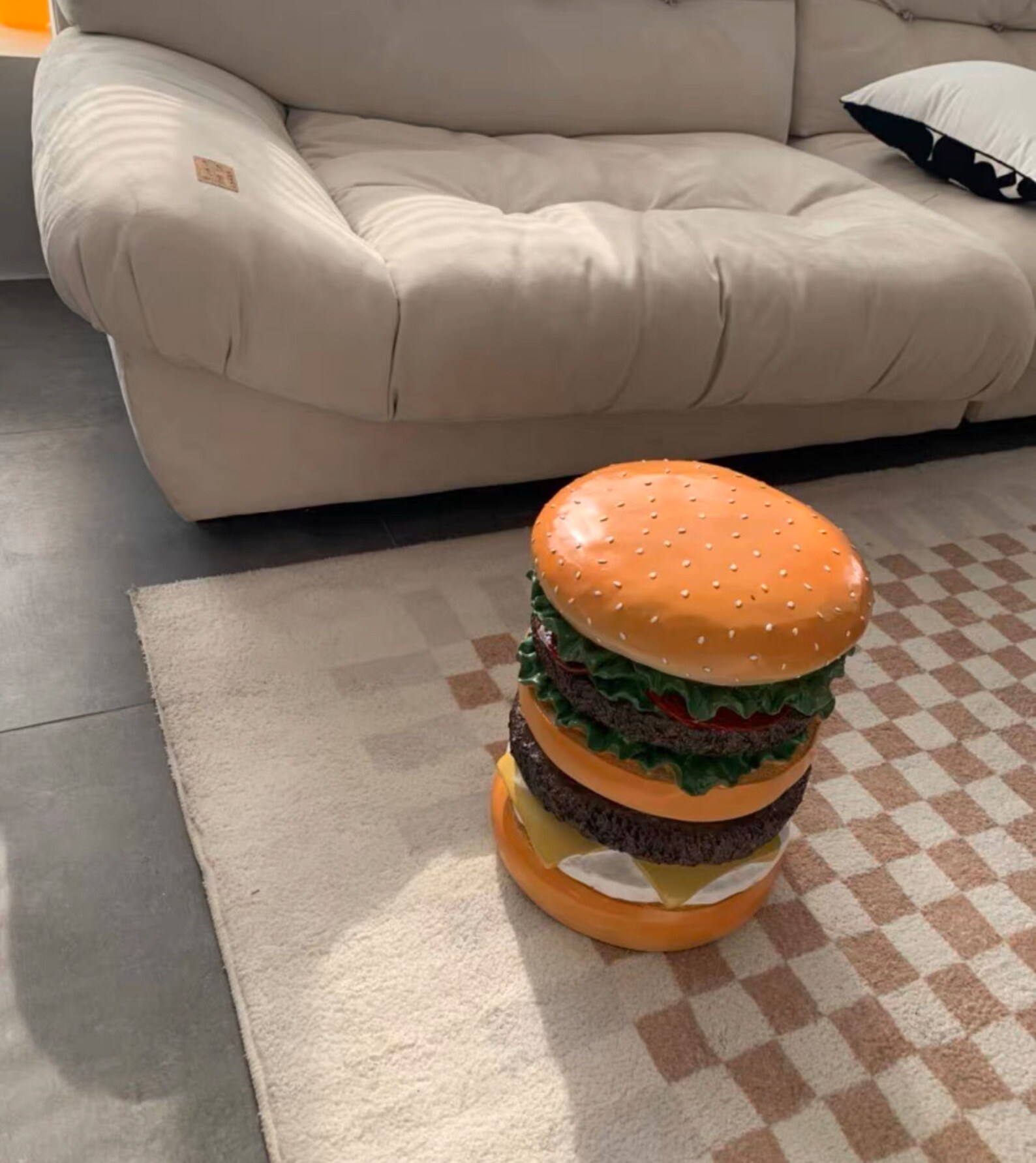 Burger Stool Home Decor Hamburger Coffee Table Furniture Gift - Etsy