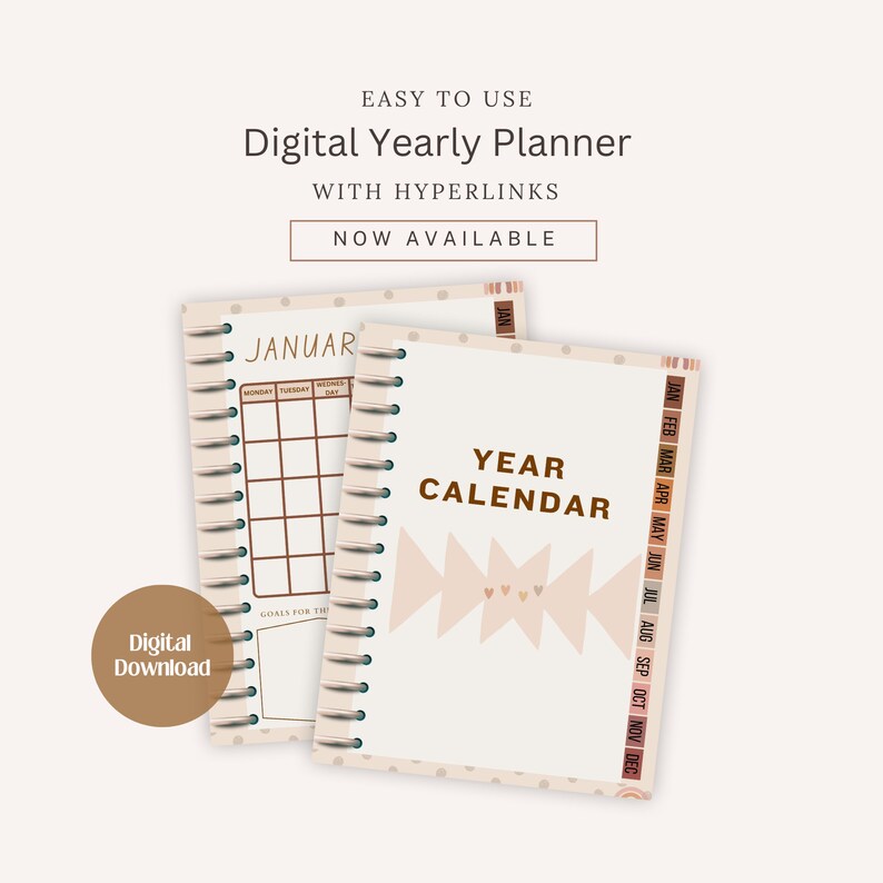 Digital Year Planner! Monthly Planner, Printable, Calendar, Fillable ...