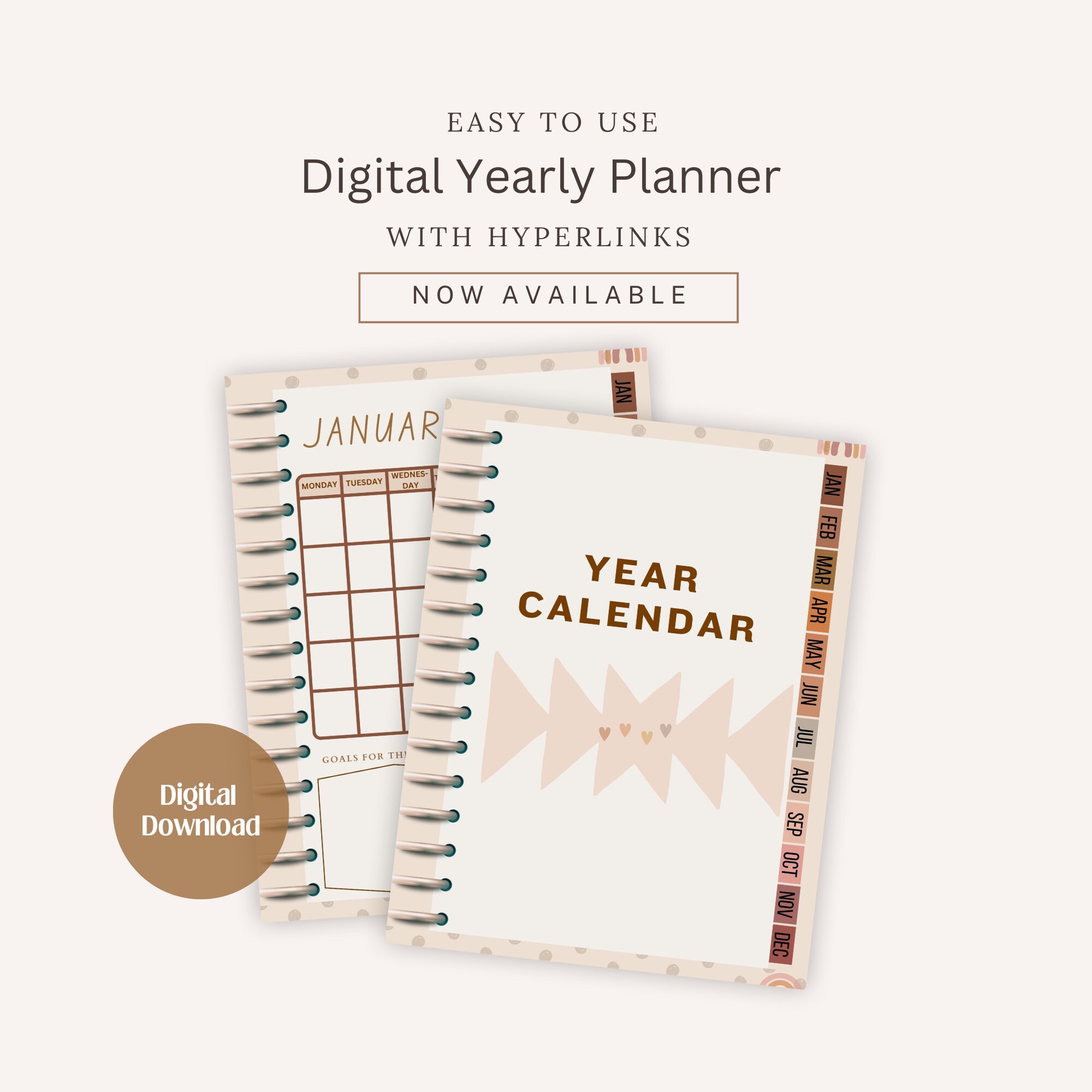 Digital Year Planner! Monthly Planner, Printable, Calendar, Fillable ...