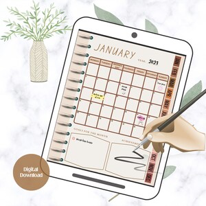 Digital Year Planner! Monthly Planner, Printable, Calendar, Fillable ...