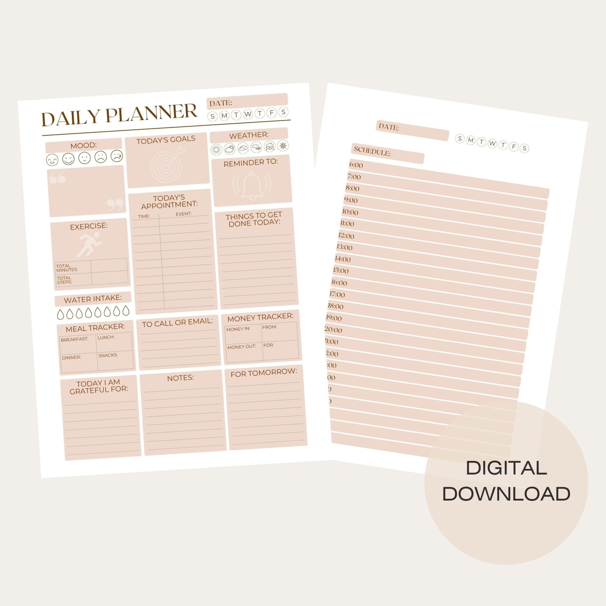 Your Daily Planner Chic Boho Design Digital Download to - Etsy