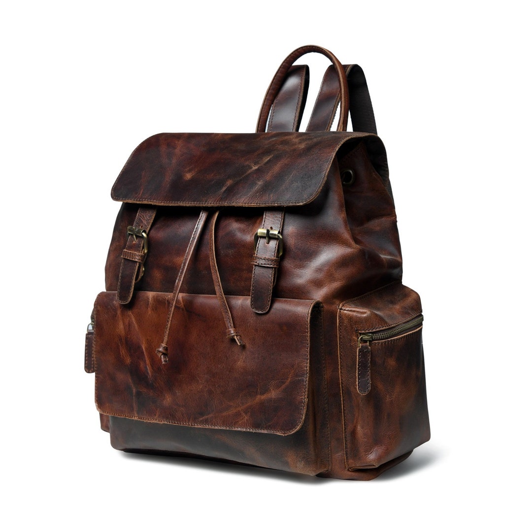 Leather Backpack Man Travel Backpack for Men Handmade Genuine Leather ...