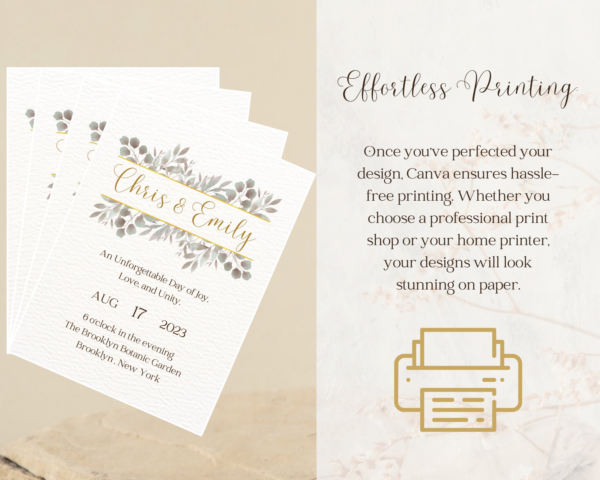Printable Wedding Invitation Template A4 Canva Design - Etsy
