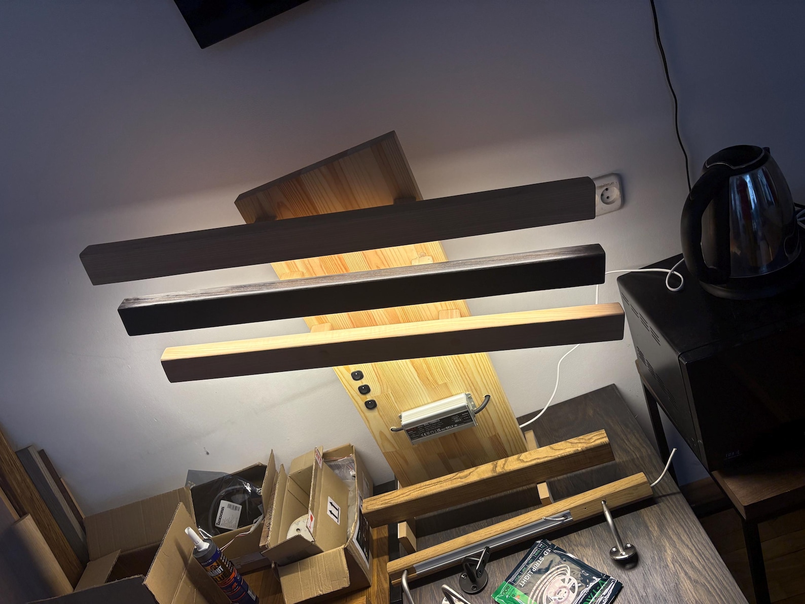 Modern Wooden Wall Handrail With LED Lightning - Etsy