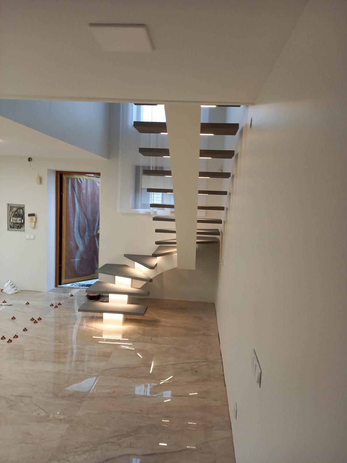 Simple Modern Indoor Stairway With Wooden Treads and Led Lights - Etsy