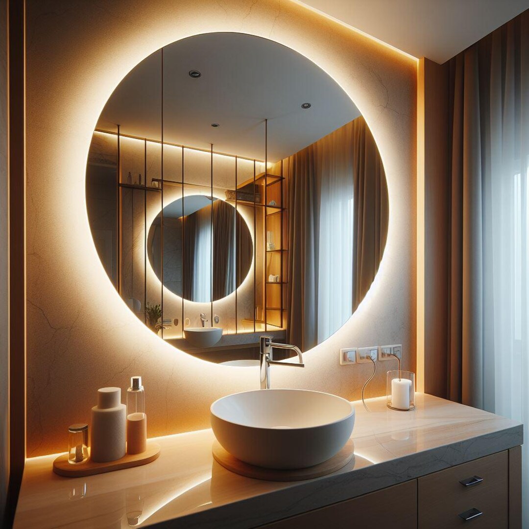 Round Bathroom Mirror With Led Lights - Etsy
