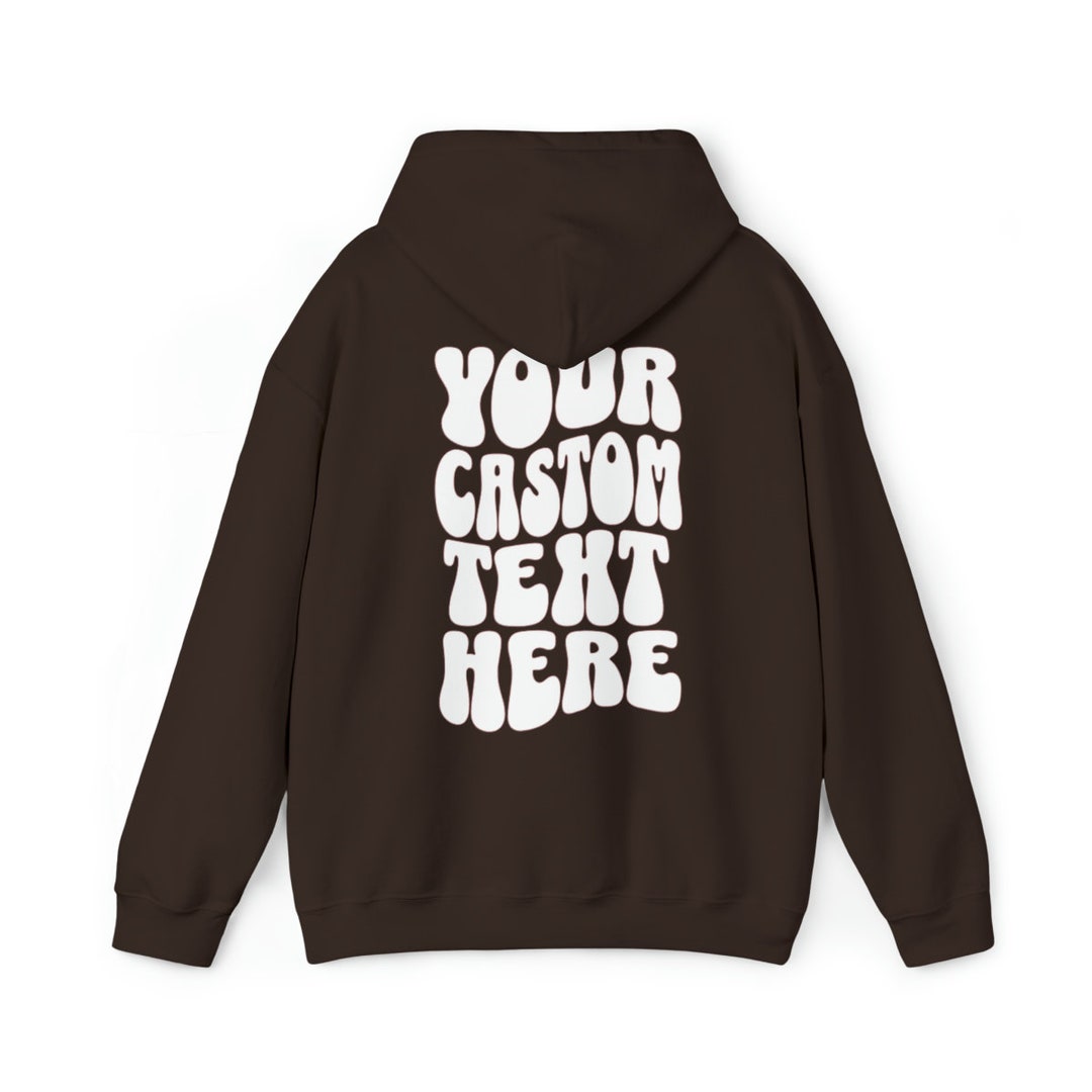 Custom Hoodie With Retro Wavy Font Hoodie With Text on Back - Etsy