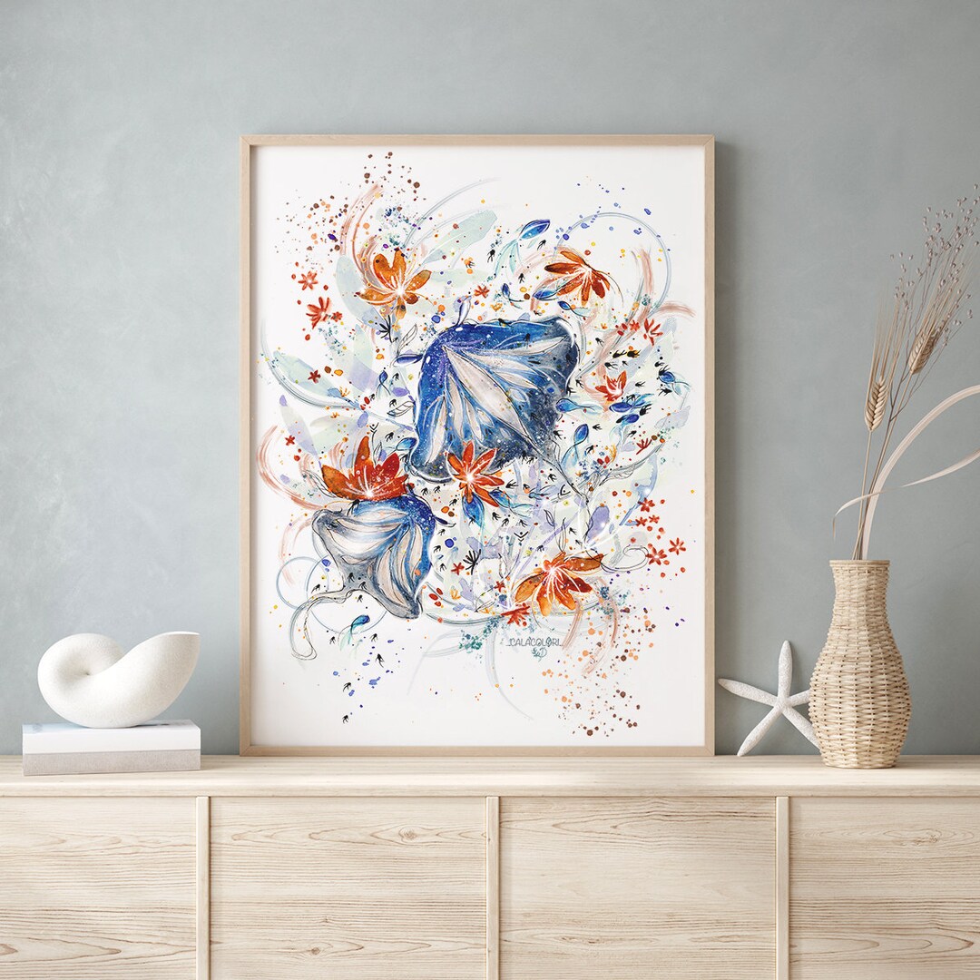 Blue Stingrays - Wall Art - Etsy
