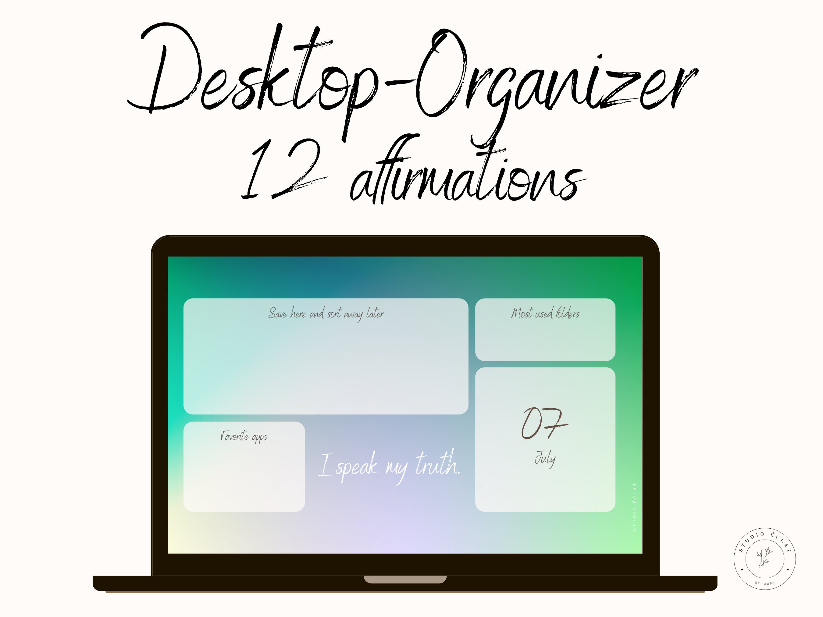 Set of 12 Desktop Organizer Wallpapers Months, Undated Gradient Theme ...