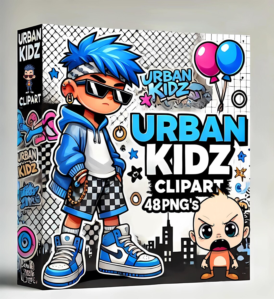 Urban Kidz Clipart, 48 PNG Cartoon Boys, Street Style Kids, Digital ...