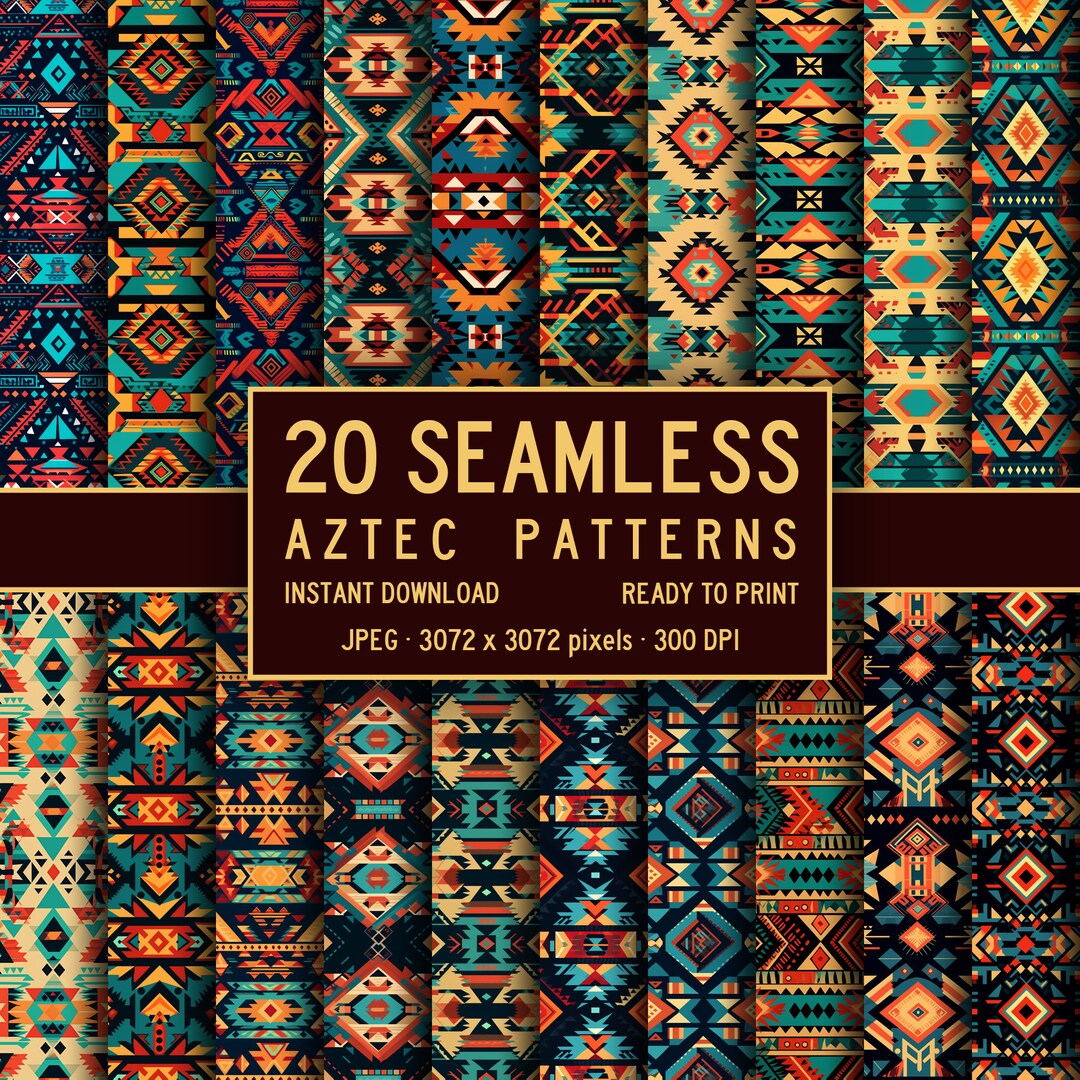Traditional Aztec Patterns: 20 Digital Papers and Seamless - Etsy