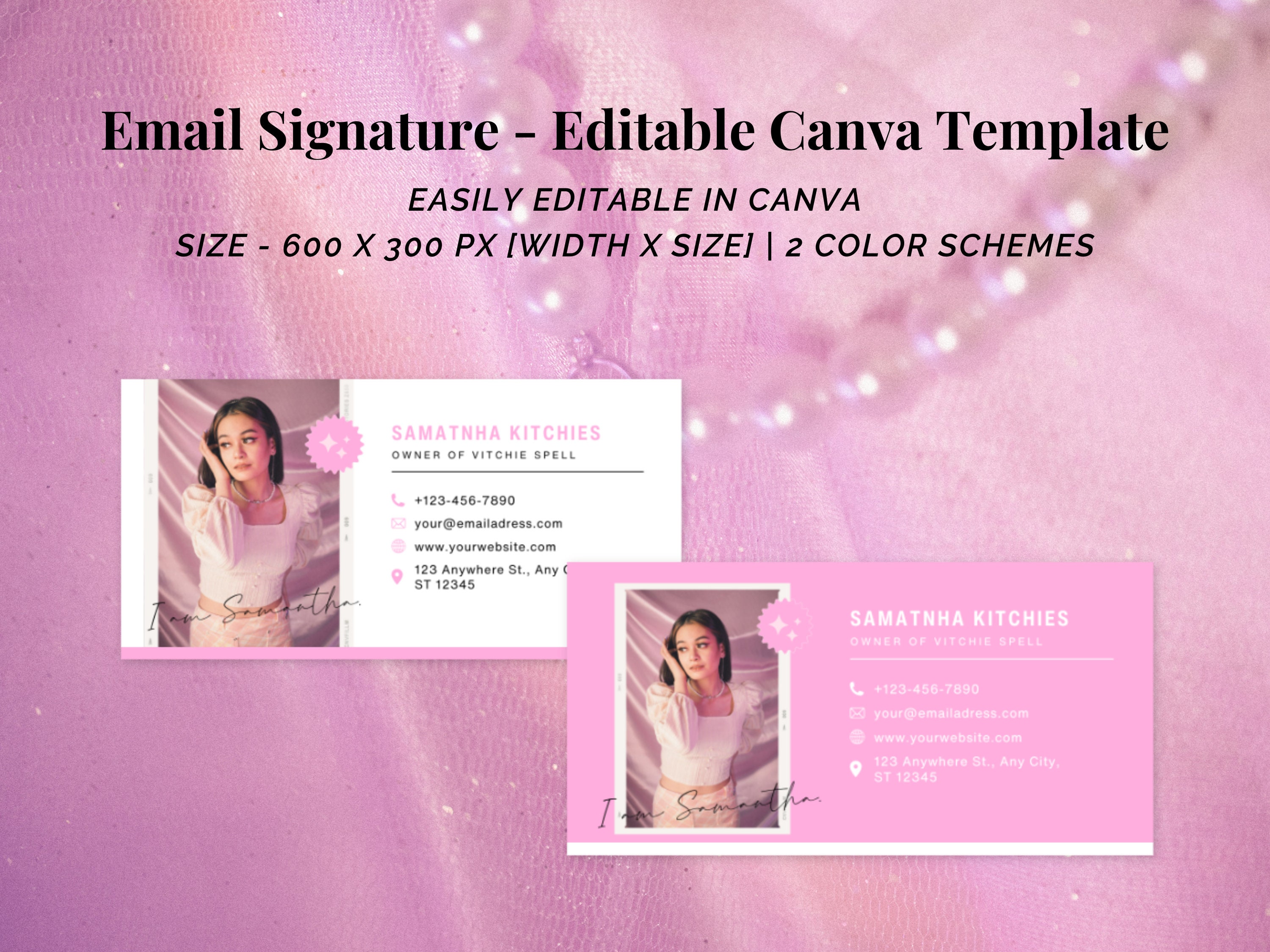 Retro Email Signature Template - Pink Fun Email Template Canva - Small ...