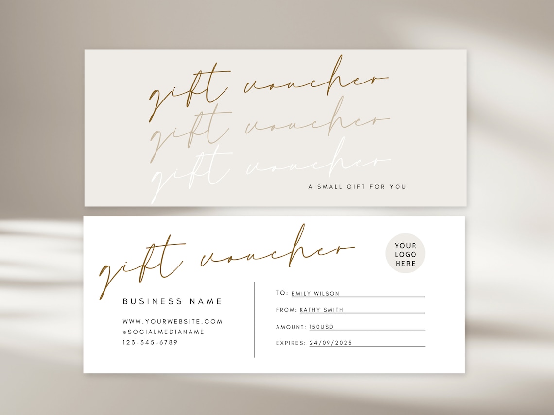 Minimal Gift Voucher Card Template - Gift Certificate Template ...