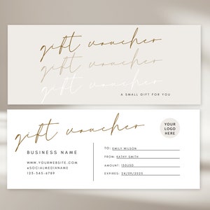 Minimal Gift Voucher Card Template - Gift Certificate Template ...