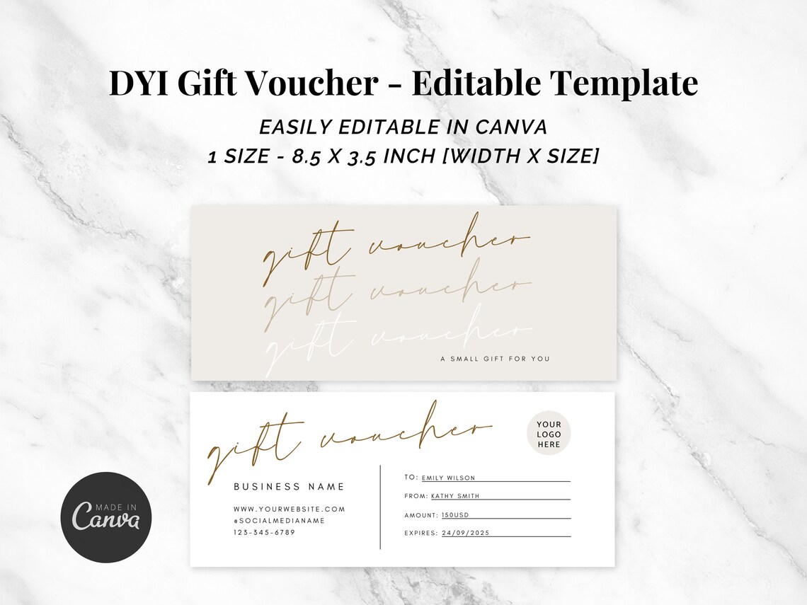 Minimal Gift Voucher Card Template - Gift Certificate Template ...