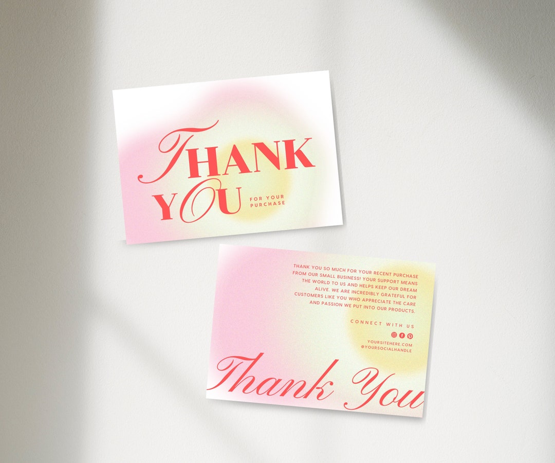 Minimal Thank You Card Template - Modern Canva Small Business Editable ...