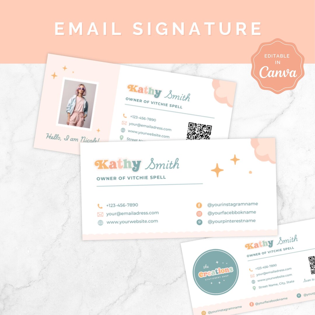 Colorful Email Signature Template Canva Retro Email Template Canva ...