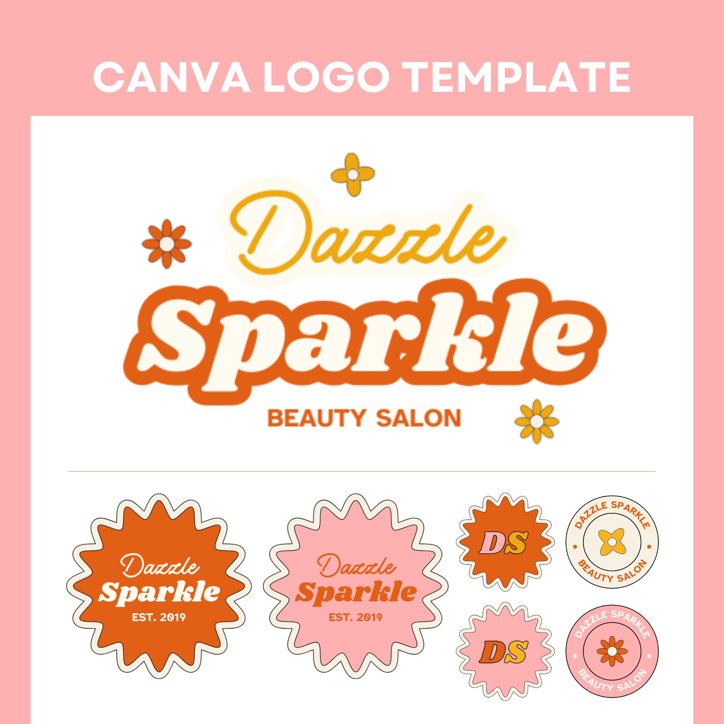 Retro Logo Design Editable Logo Template Canva Small Business Logo ...