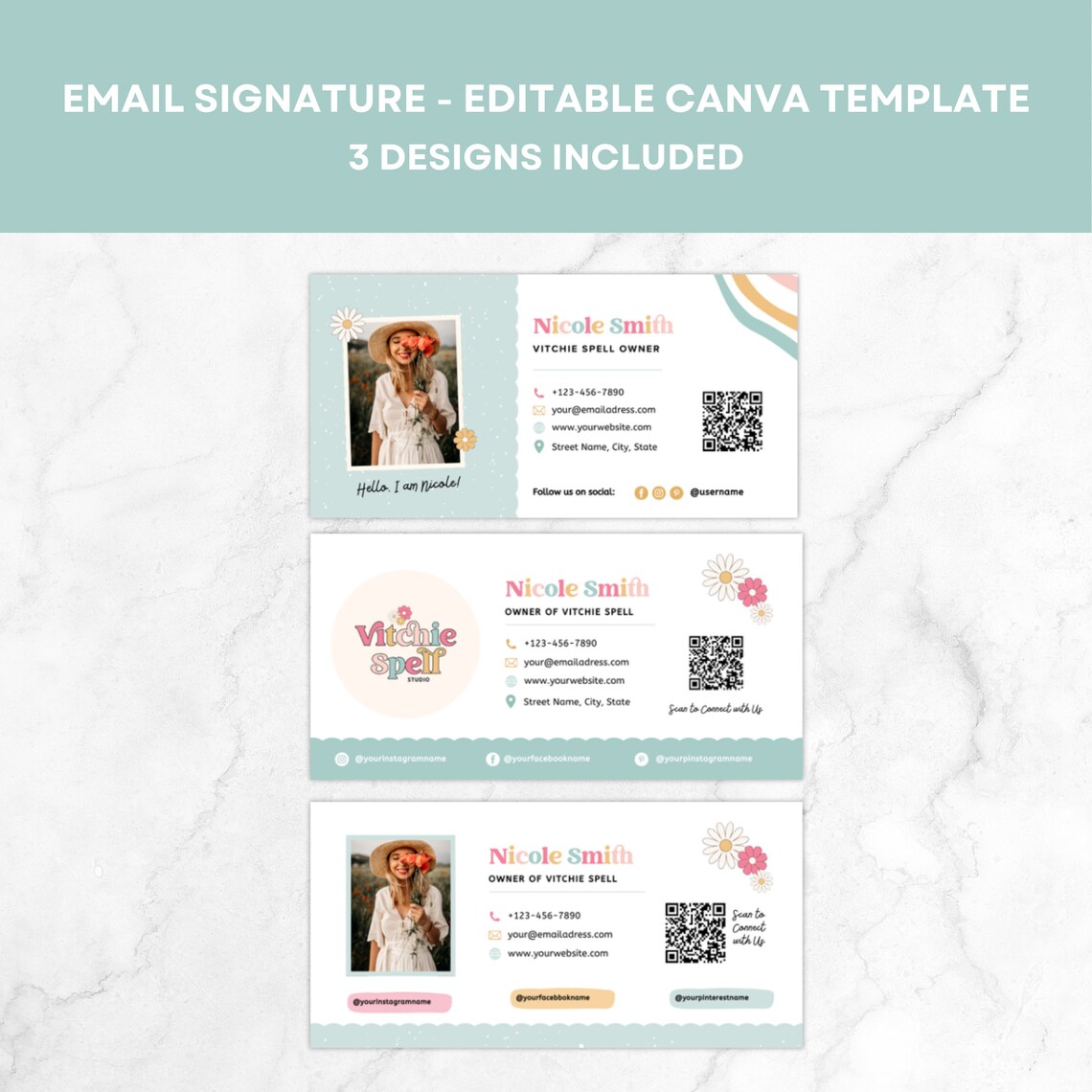Fun Email Signature Template Canva Retro Email Template Canva Small ...