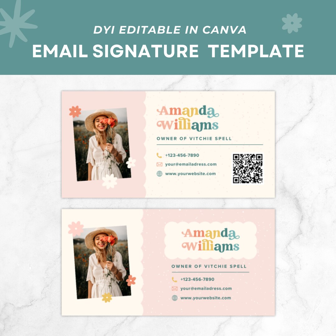 Fun Email Signature Template Canva - Retro Email Template Canva - Small ...