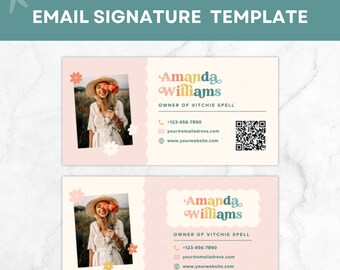 Retro Email Signature Template - Pink Fun Email Template Canva - Small ...