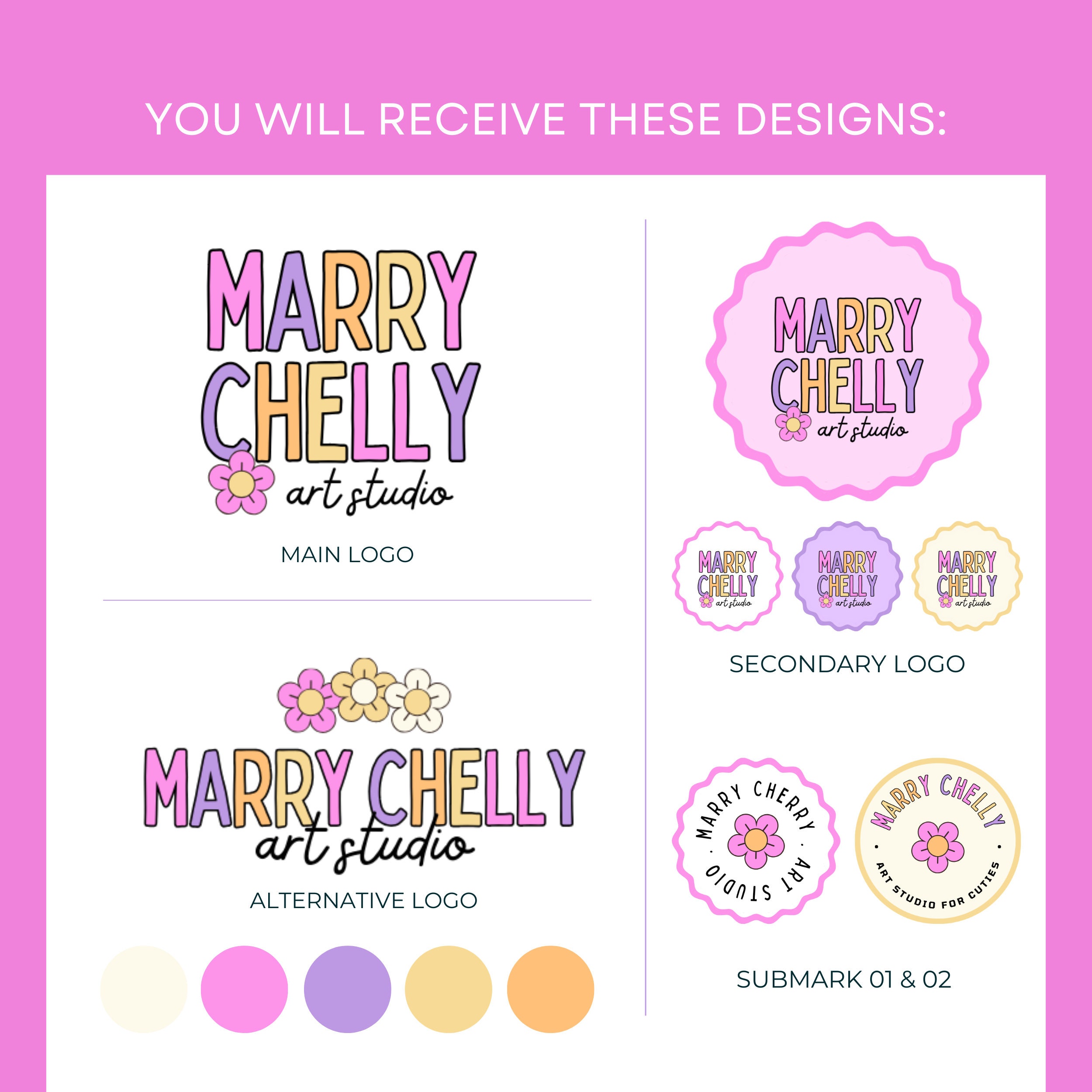 Colorful Logo Design - Cute Logo Template Canva - Editable Small ...