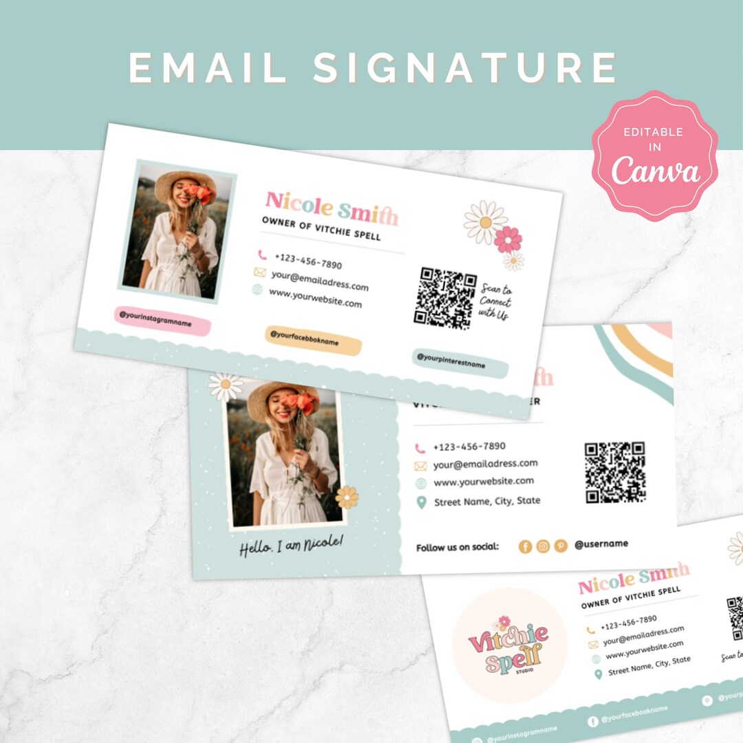 Pastel Email Signature Template Canva Rainbow Email Template Canva ...