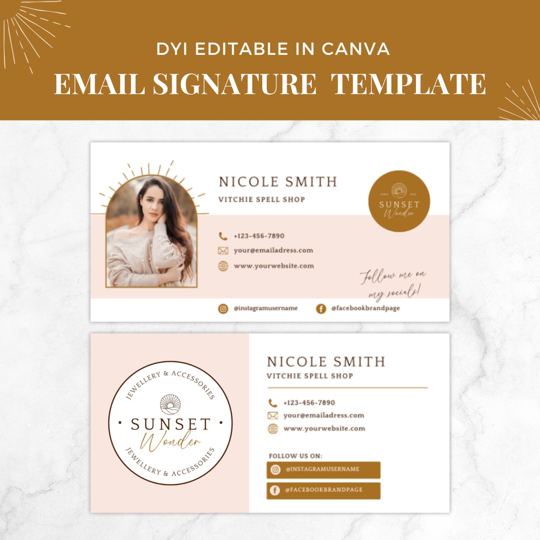 Boho Email Signature Template Canva - Retro Email Template Canva ...