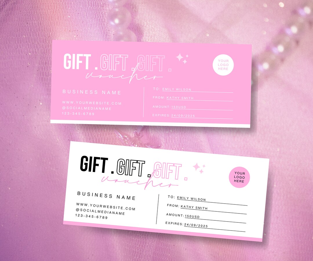 Pink Retro Gift Voucher Template - Gift Certificate Template - Canva ...
