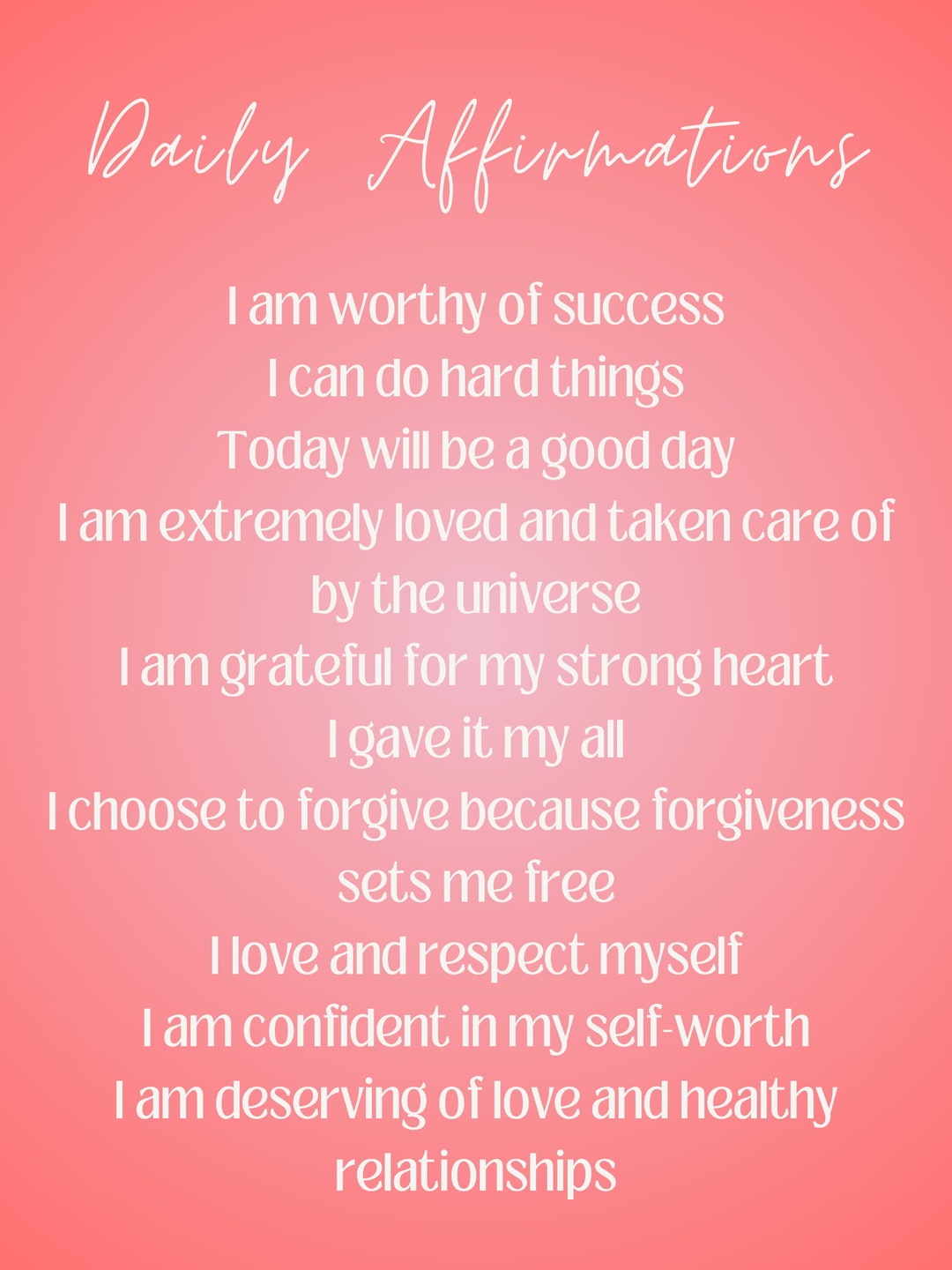 Daily Affirmation Posters Set of 5 - Etsy