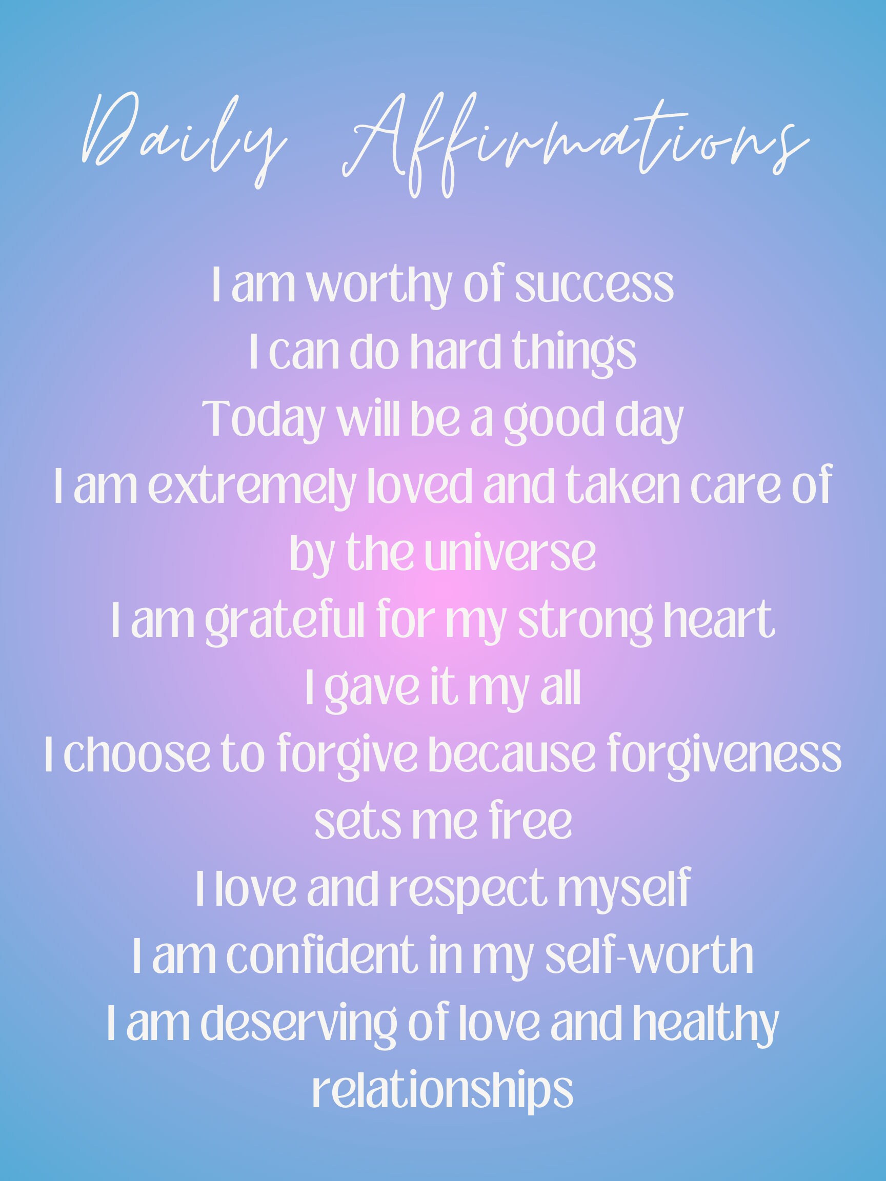 Daily Affirmation Posters Set of 5 - Etsy