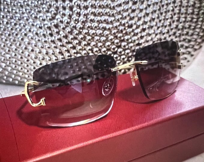 Cartier Buffalo Horn Dark Tint Gold Wire Wood Frame Sunglasses - Etsy