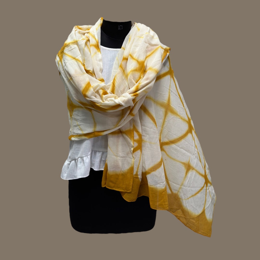 Yellow Organic Cotton Scarf, Beach Wrap, Vegetable Color Plant Dye ...