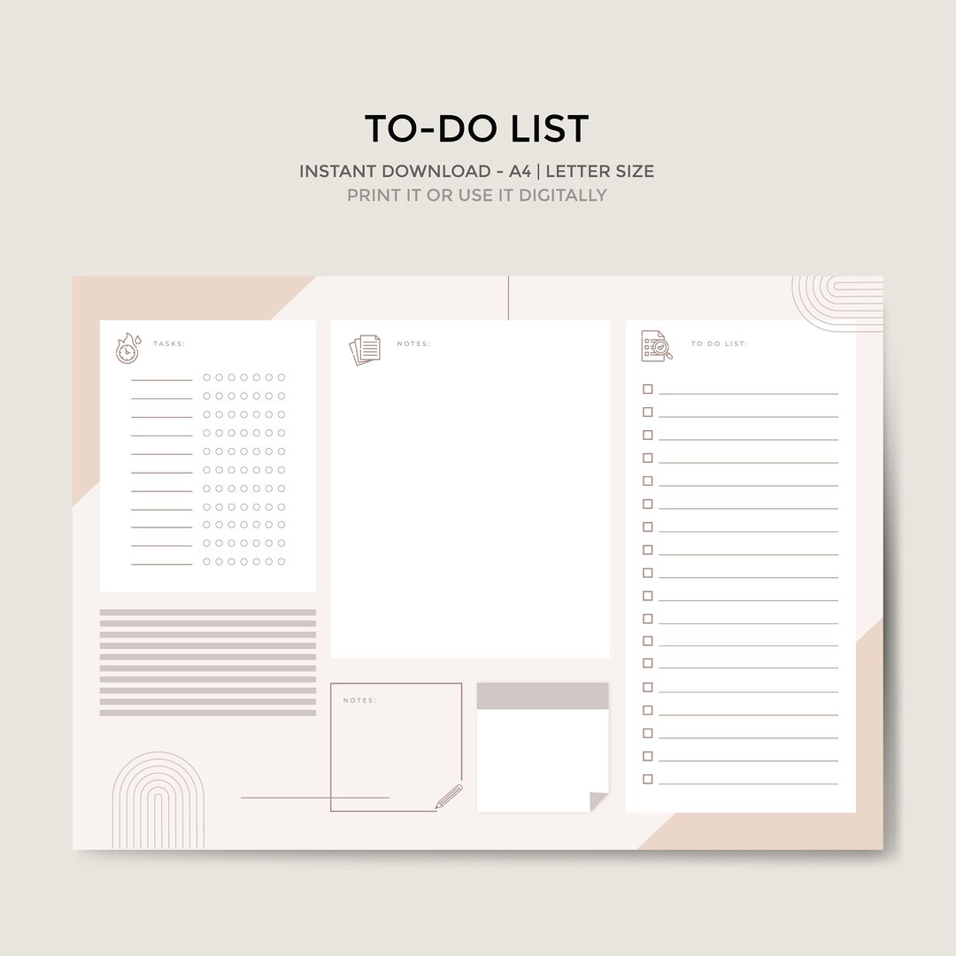 Digital and Printable To-do List | Task Planner, Productivity Tool ...