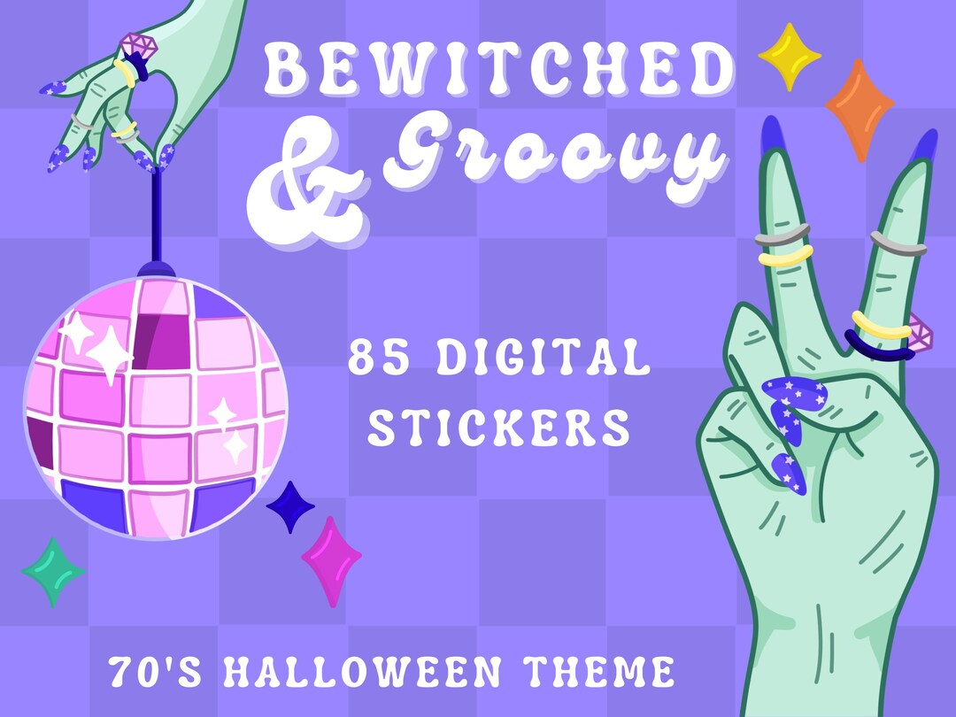 70s Halloween Digital Stickers: Groovy Witch - Etsy