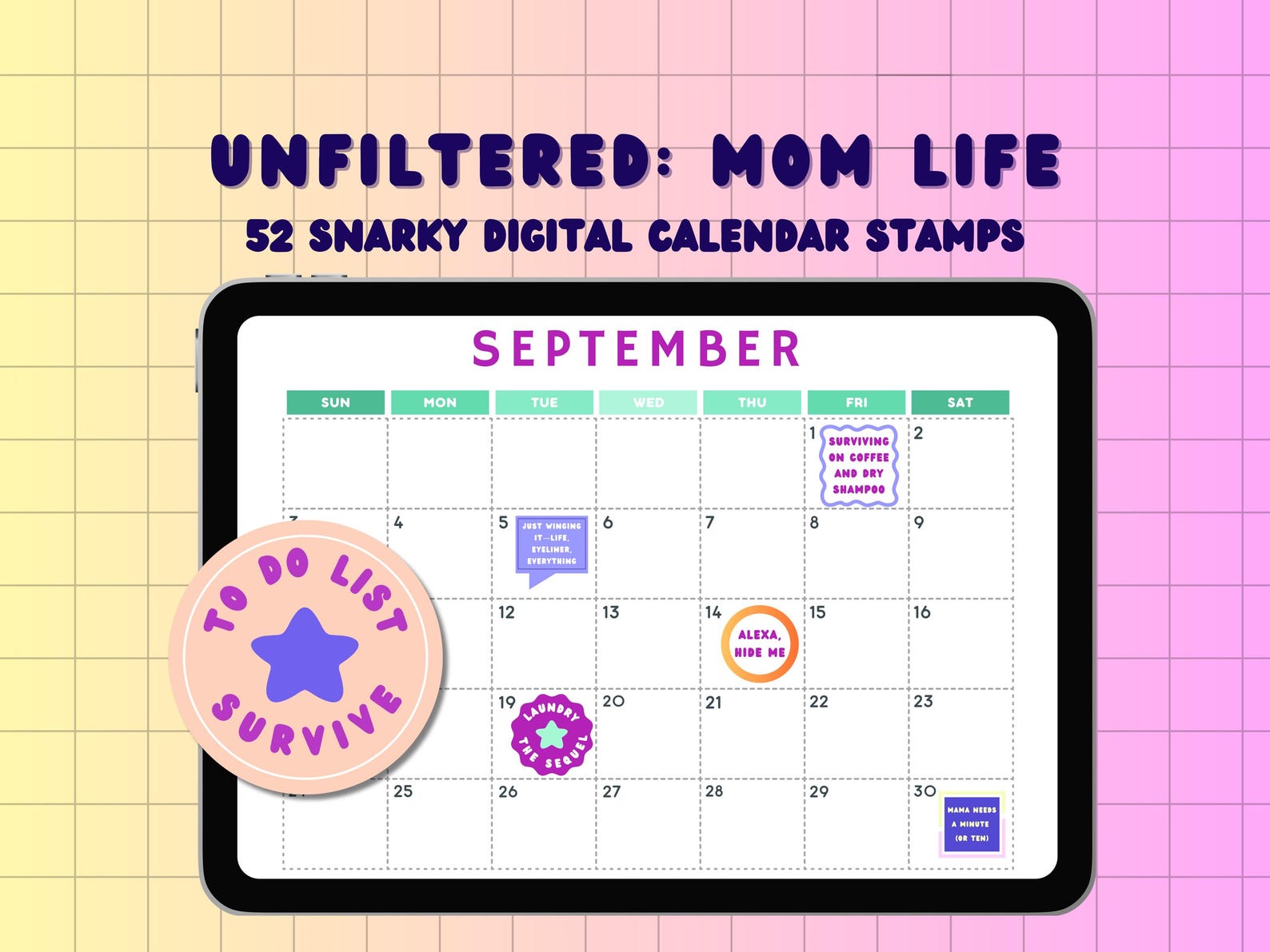 Snarky Mom Calendar Stamps | Motivating Digital Planner Stickers | Pre ...