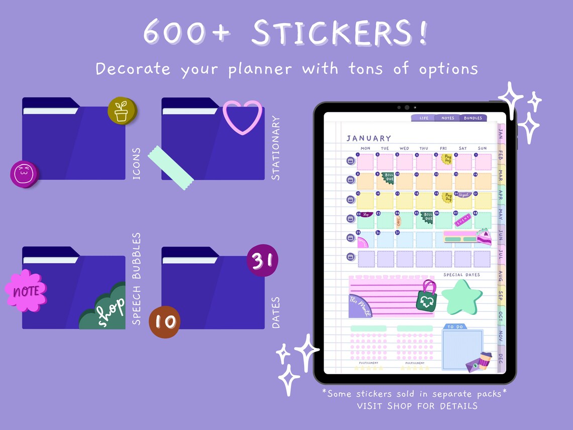 Pastel Base Digital Planner With Hyperlinked Templates - Etsy