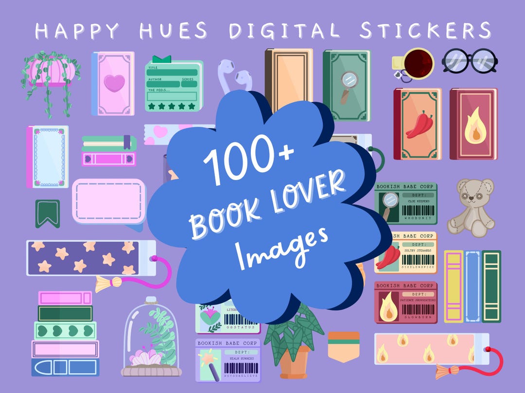 Book Lover Images 100 Digital Planner Stickers Reading Log Reviews ...