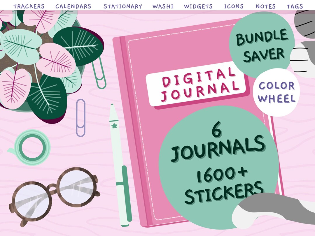 Digital Journal 1600 Stickers Digital Notetaking Digital Diary Simple ...