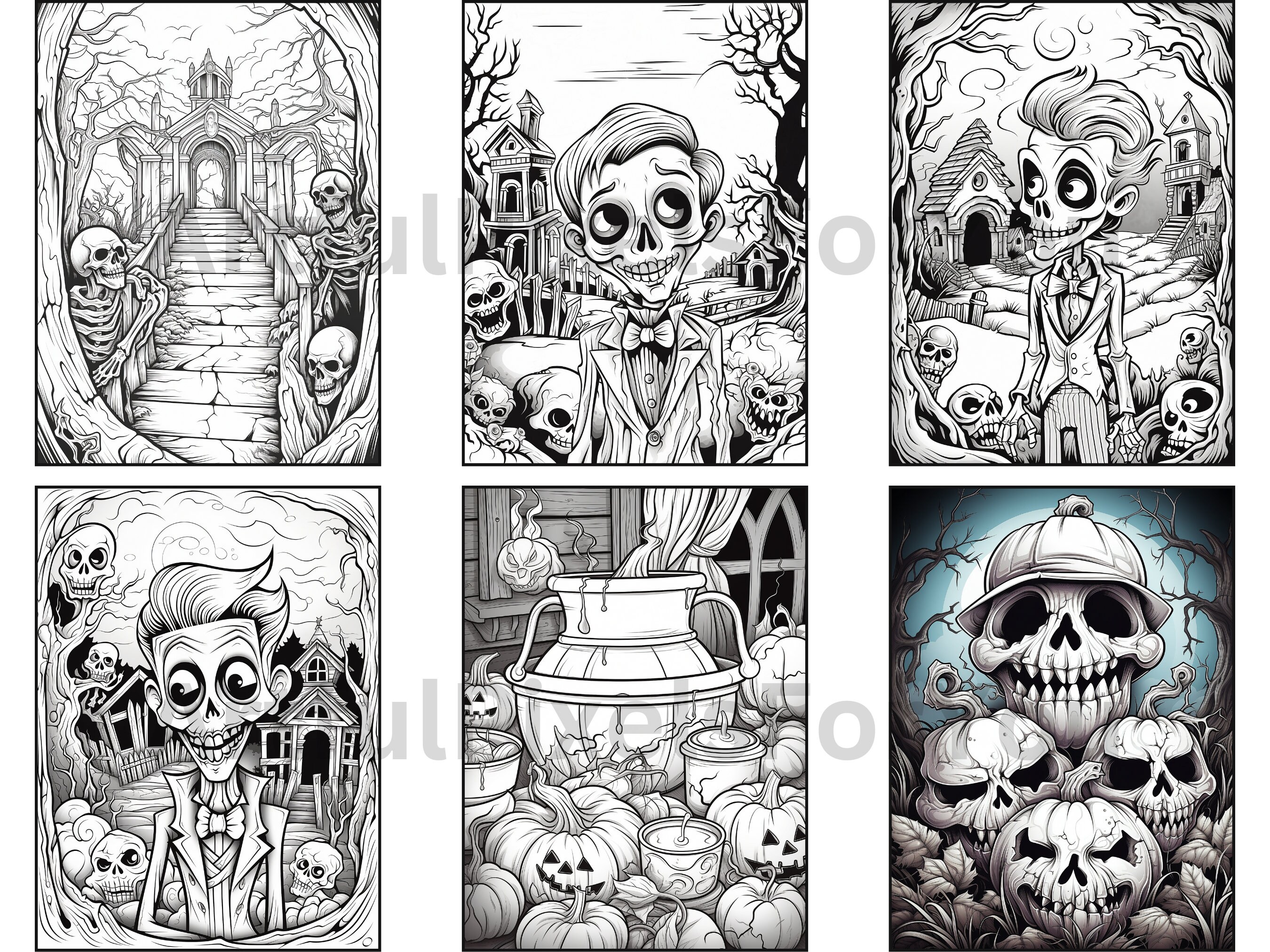 Coloring Book for Kids and Adults: 36 Spooky Halloween Pages , Coloring ...