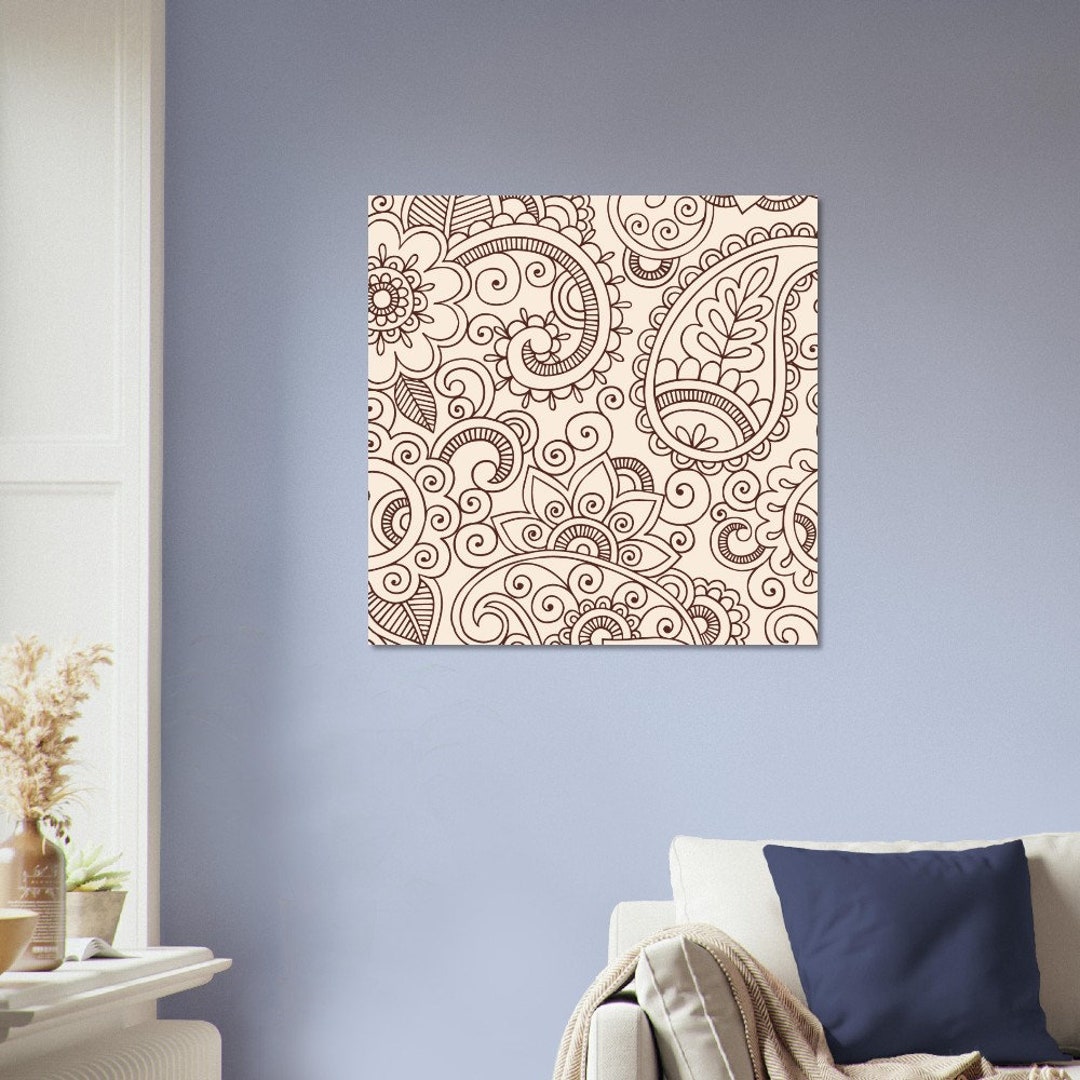 Henna Design Metal Wall Art, Mehndi Pattern Design Print,bedroom ...