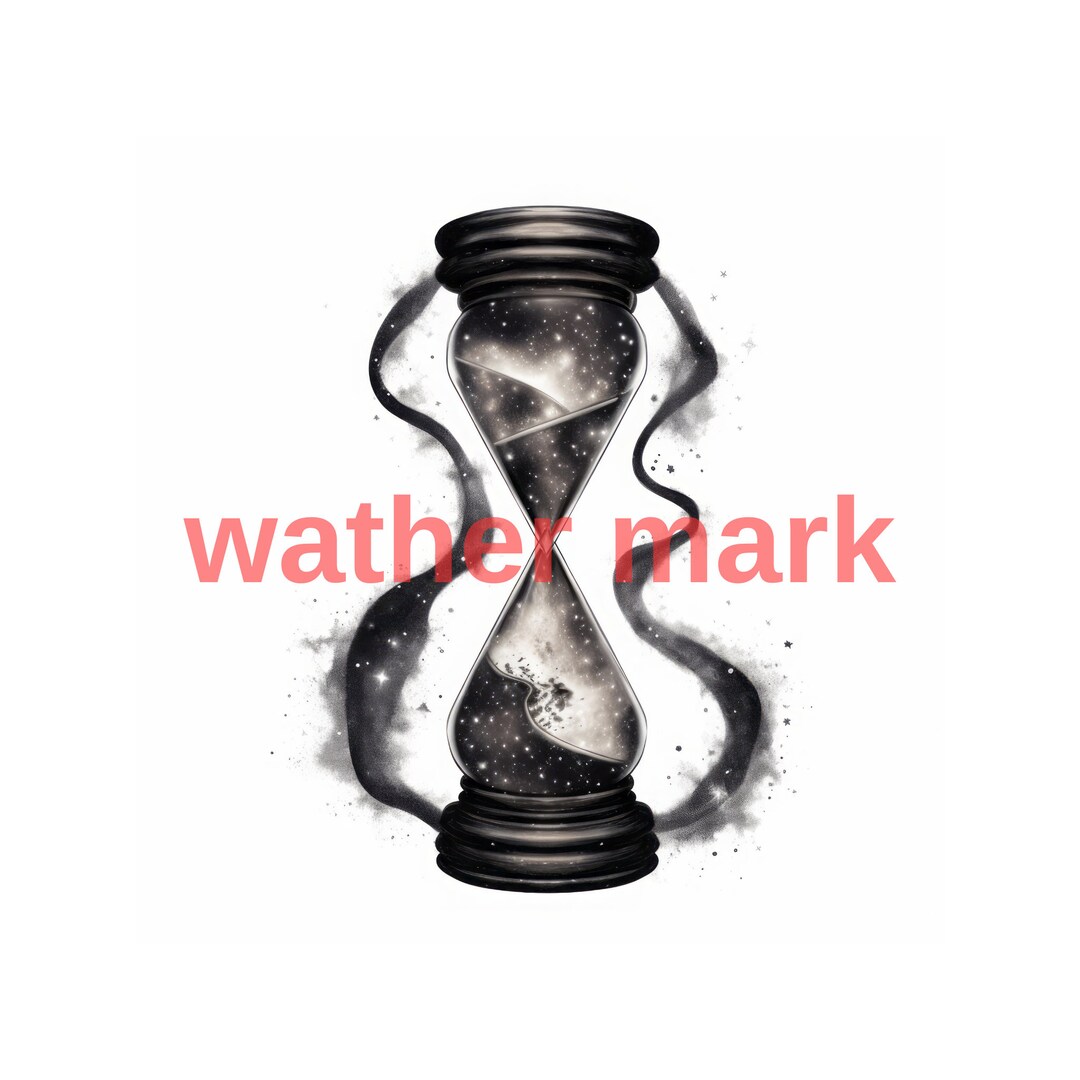 Hourglass Black and White Digital Illustration Magical Sparks - Etsy