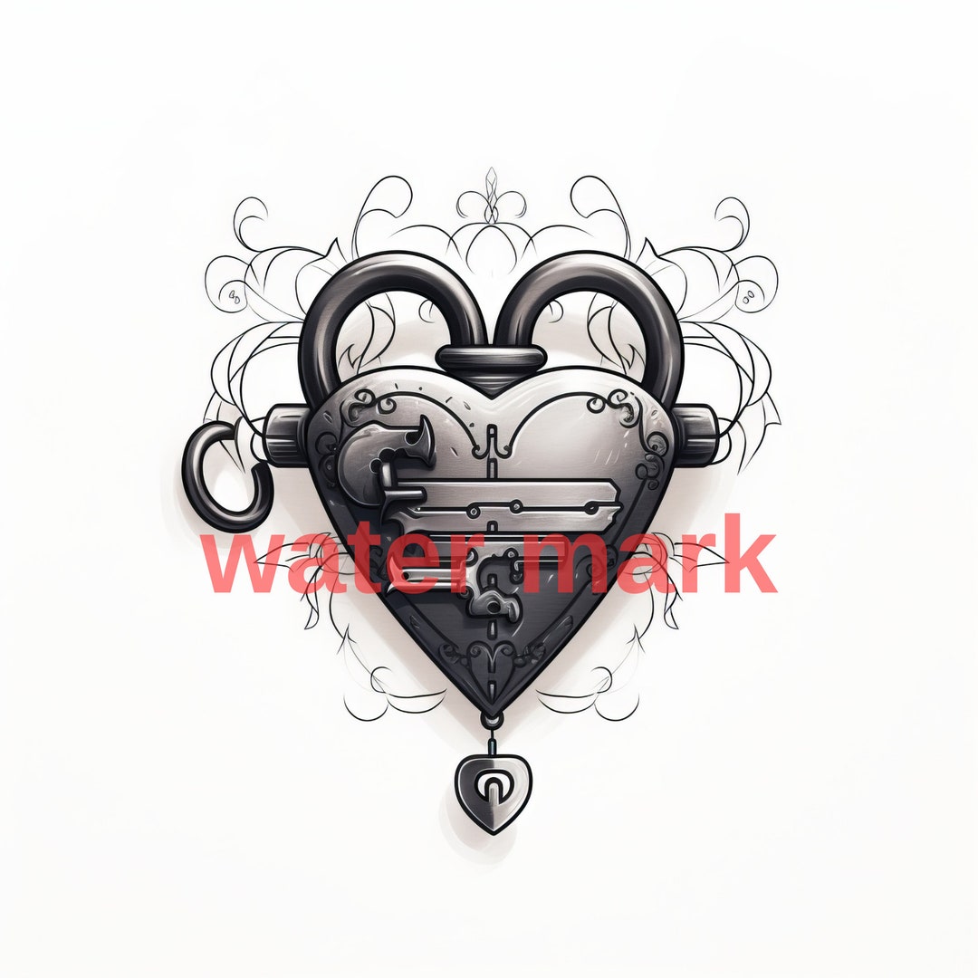 Heart-shaped Lock Ink Vintage Romance Tattoo Medium Complexity - Etsy