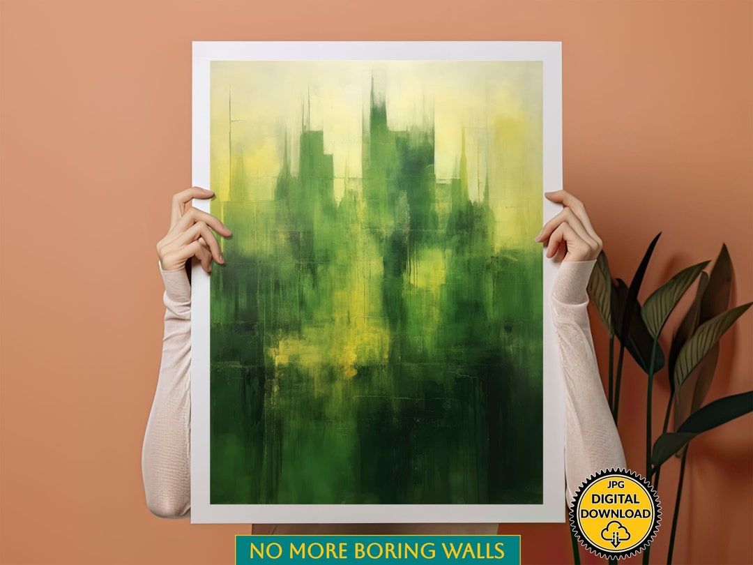 Green Abstract Wall Art City Skyline Architecture Wall Art - Etsy