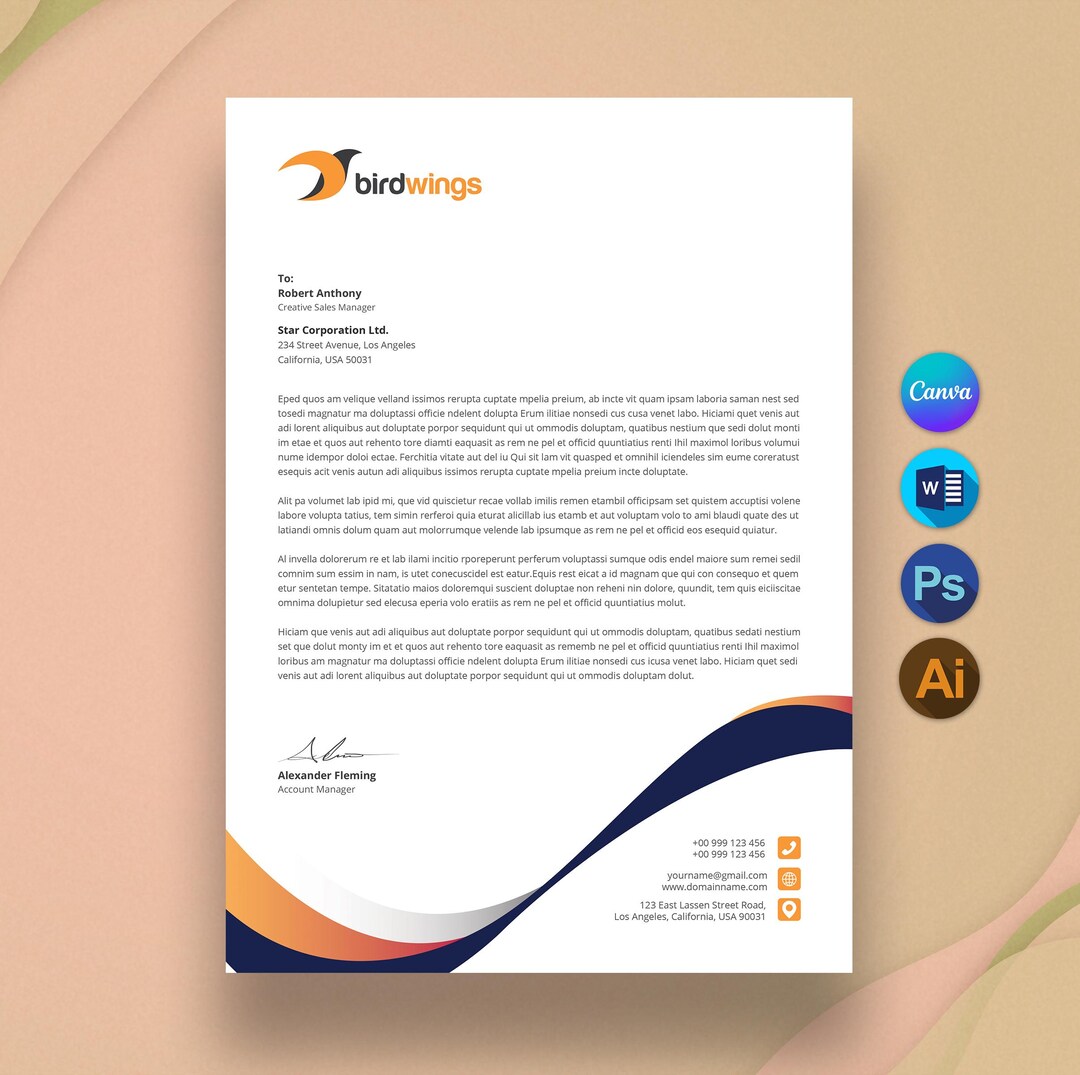 Editable Business Letterhead Template: Canva, Word, Photoshop ...